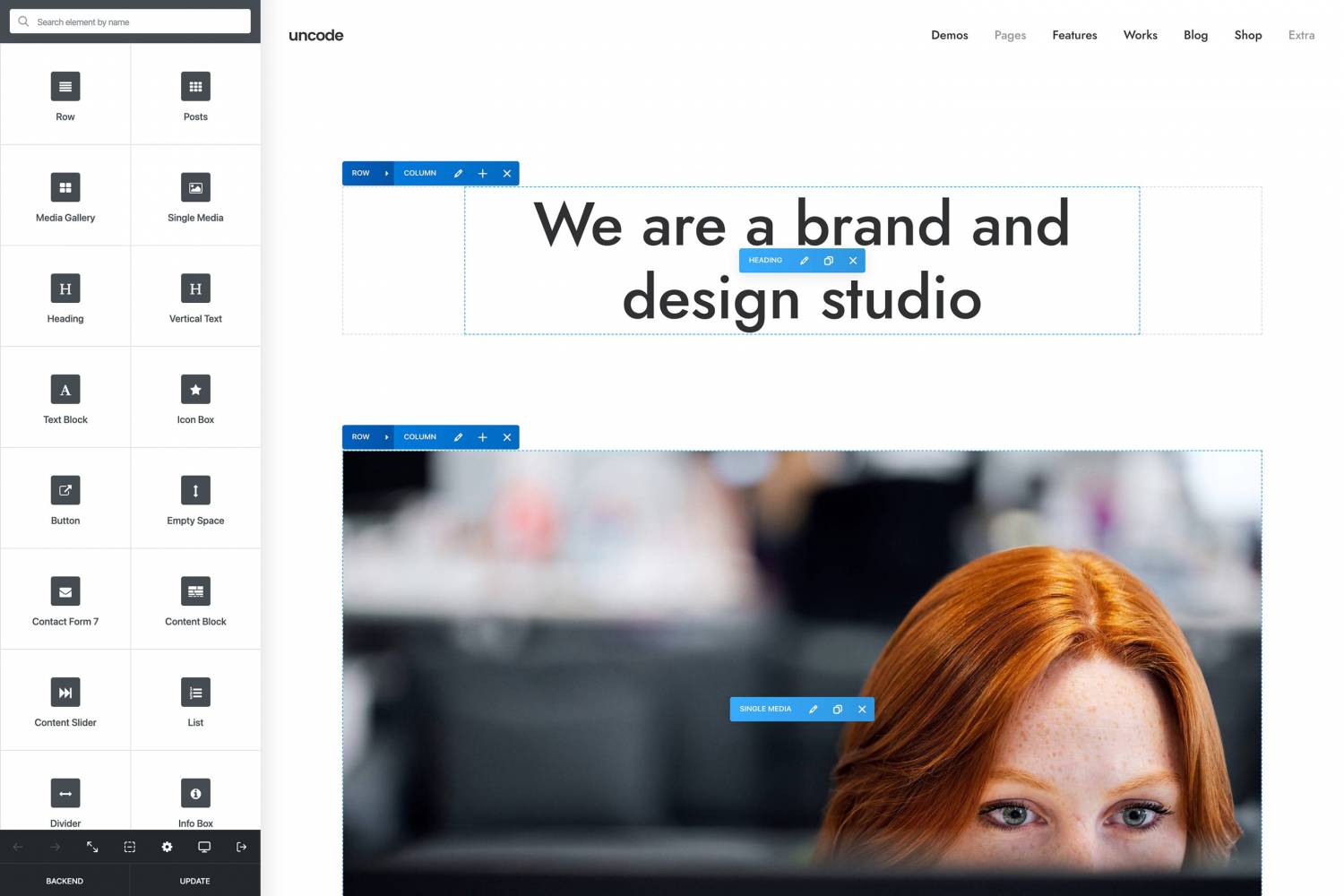Frontend Editor - Uncode